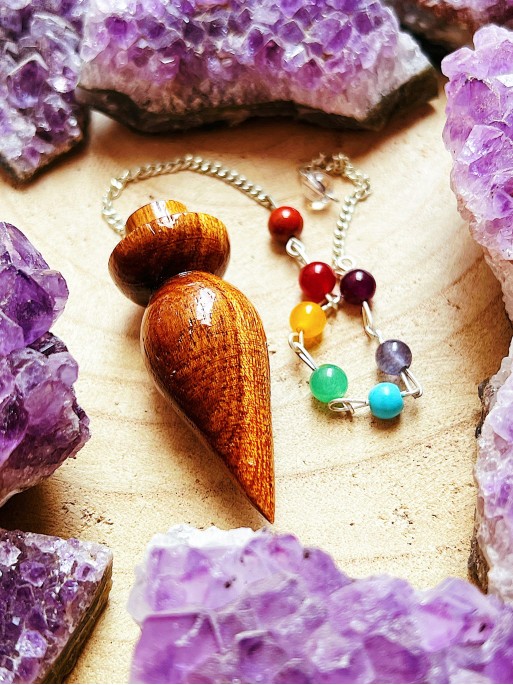 7 Chakra Wooden Reiki Healing Pendulum - Balance