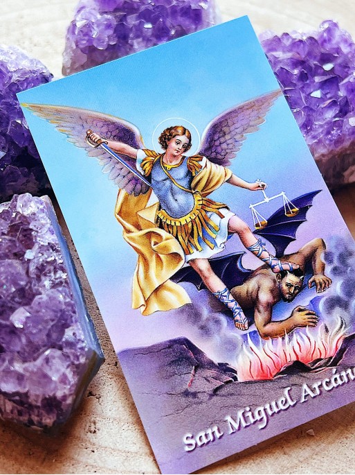 Saint Michael the Archangel holy card with prayer