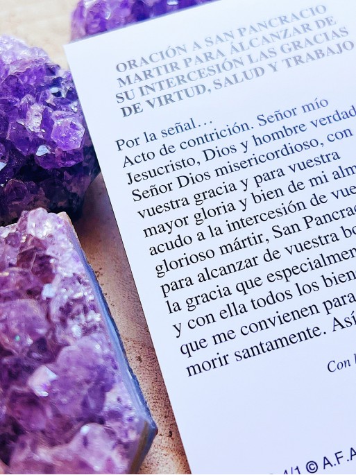 Saint Pancras holy card with prayer