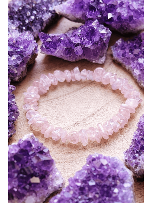 Pulsera 'India' de chip de Cuarzo rosa | Encuentra el amor