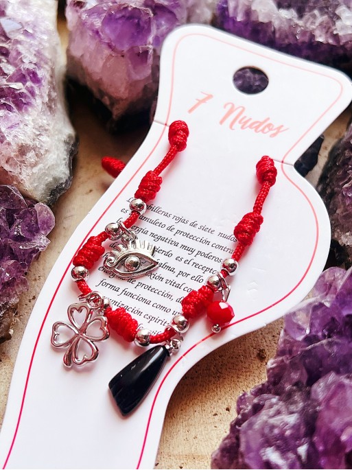 Anklet of the 7 protection knots and Jet