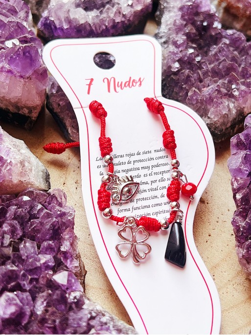 Anklet of the 7 protection knots and Jet